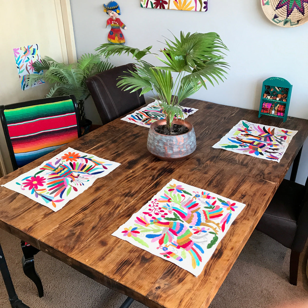 Set of 4 placemats made from Otomi fabric | UniqueWorldDesign – Unique ...
